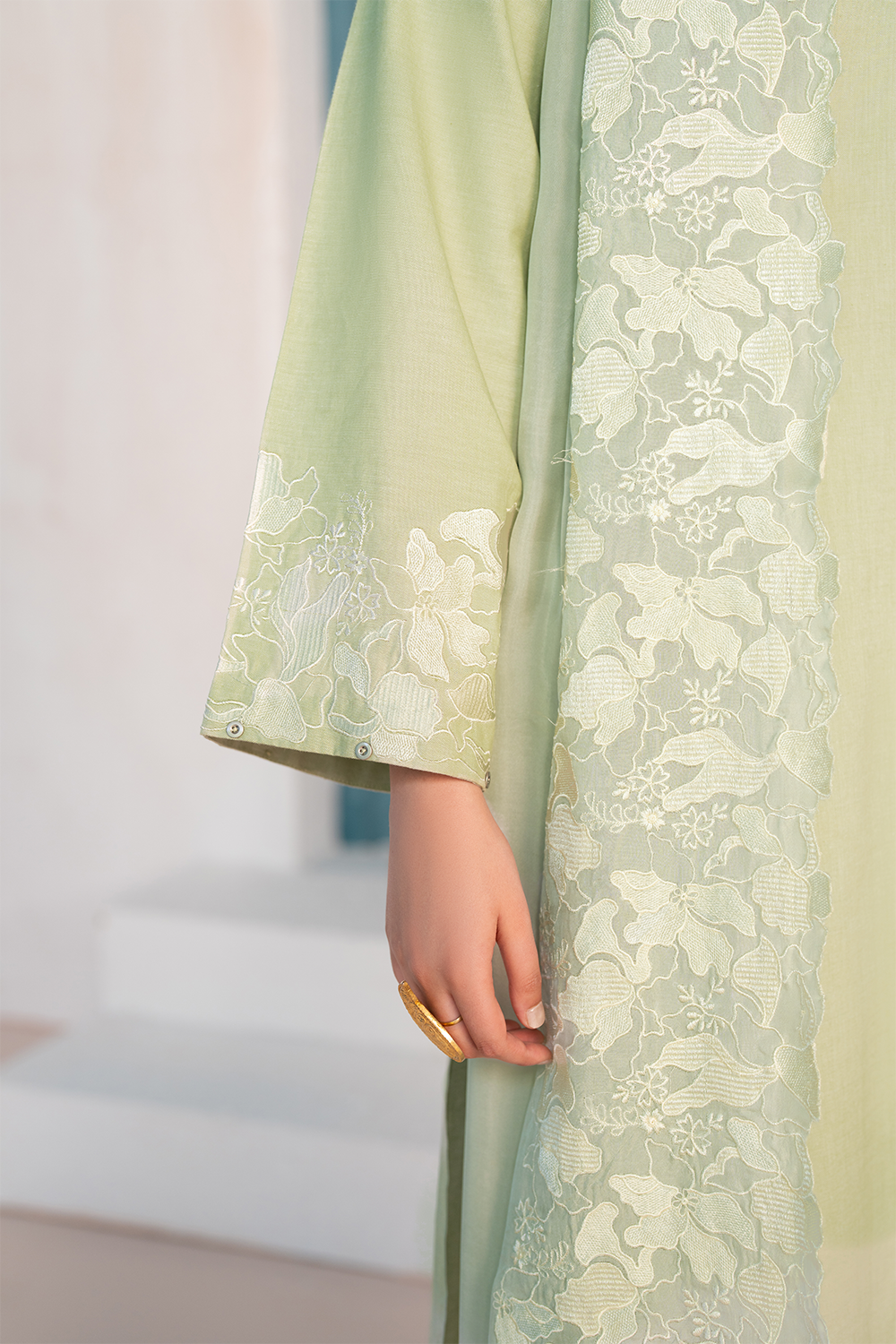 Embroidered 3PC | Mint Green – Divinely Crafted